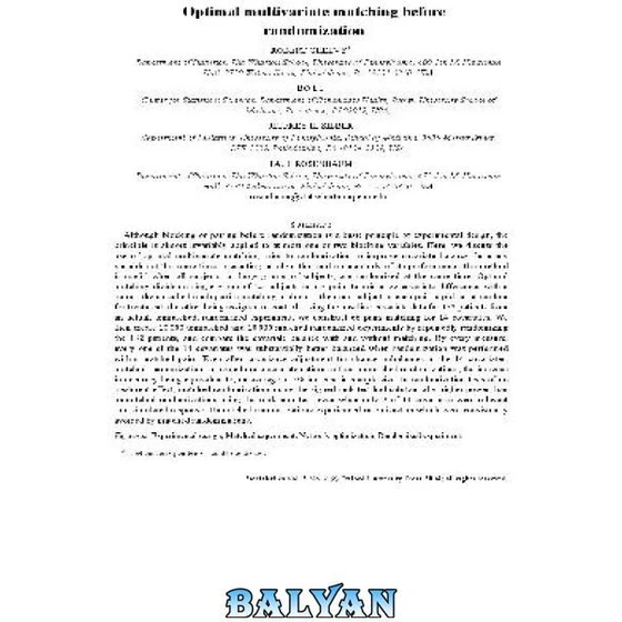 خرید و قیمت دانلود کتاب Optimal multivariate matching before randomization | ترب