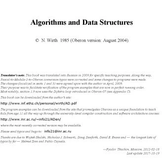 خرید و قیمت دانلود کتاب Algorithms and Data Structures. Oberon version ...