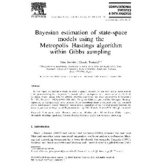 خرید و قیمت دانلود کتاب Bayesian Estimation Of State Space Models Using The Metropolis Hastings 