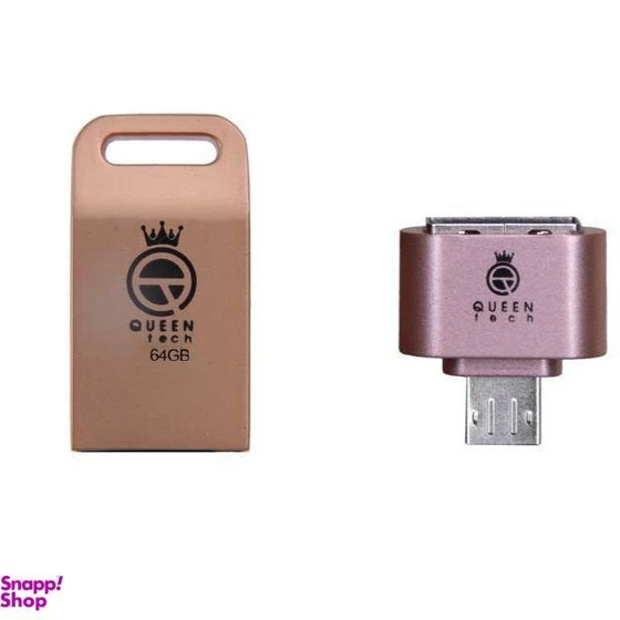 خرید و قیمت فلش مموری کویین تک (Queen Tech) مدل Unique Plus ظرفیت 64GB به همراه مبدل Otg | ترب