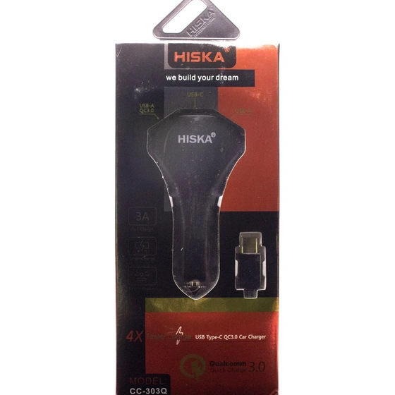 خرید و قیمت شارژر فندکی Hiska با کابل Type_c مدل CC_303Q | ترب