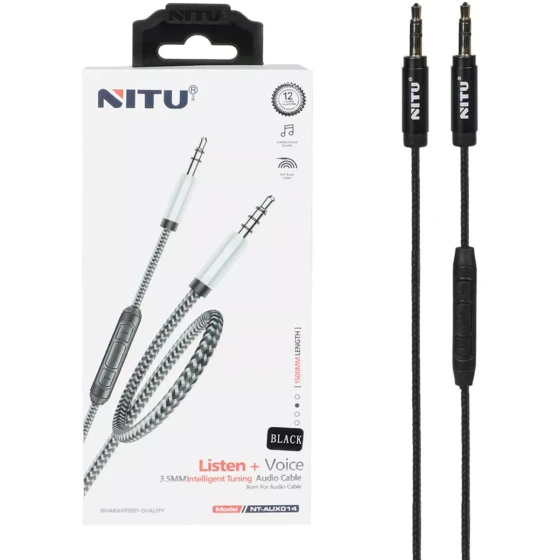 خرید و قیمت کابل صدا 1.5 متری NITU AUX مدل 014 - مشکی | ترب