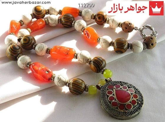 خرید و قیمت سینه ریز چوب و عقیق هندی با مدال ورشو کد 112799 | ترب