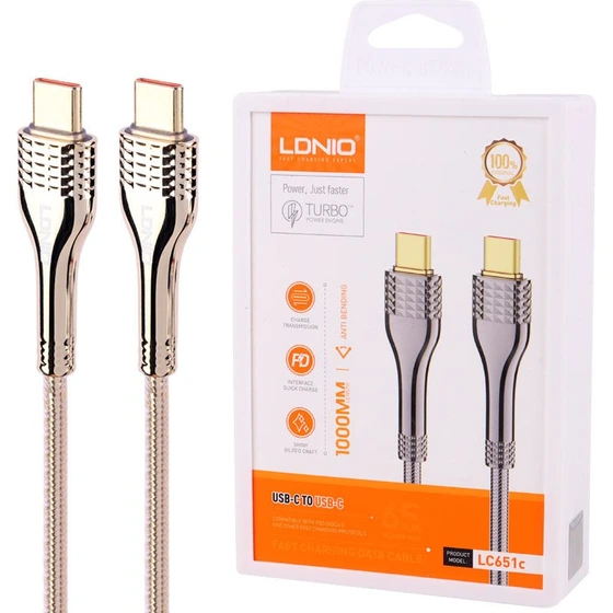 خرید و قیمت کابل تبدیل فست شارژ Ldnio LC651C Type-C to Type-C PD3.0 QC3.0 65W 1m | ترب