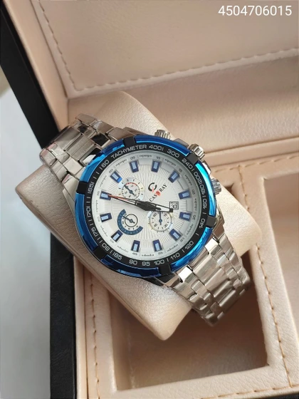 خرید و قیمت ساعت مردانه cassray دوقفله تقویم دار نقره ای دور آبی کد ...