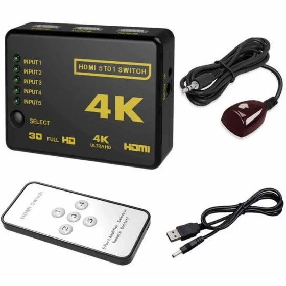 خرید و قیمت سوئیچ پنج پورت HDMI برند KAISER ریموت دار | ترب