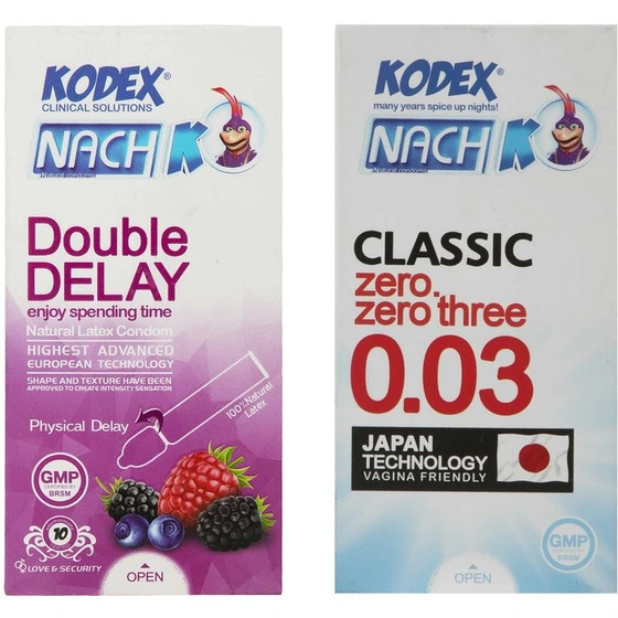 خرید و قیمت کاندوم ناچ کودکس مدل Double Delay/ 0.03 مجموعه 2 عددی | ترب