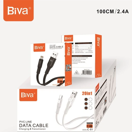 خرید و قیمت کابل آیفون BIVA C-01L-W/B | ترب