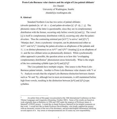 خرید و قیمت دانلود کتاب Proto-Lolo-Burmese velar clusters and the ...