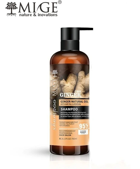 خرید و قیمت شامپو فری سولفات و ضد ریزش زنجبیل میگ |Ginger Mige حجم 780 میلی لیتر | ترب