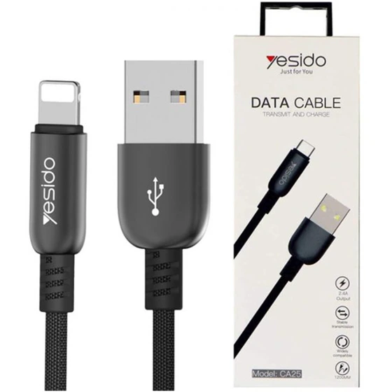 خرید و قیمت کابل USB به لایتنینگ یسیدو YESIDO CA25 طول 1.2 متر 2.4 آمپر | ترب