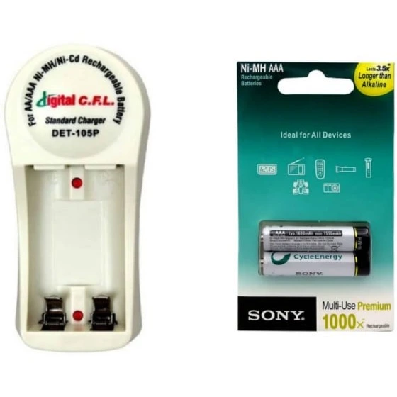 خرید و قیمت شارژر باتری سی.اف.ال مدل DET-105P به همراه باتری نیم قلمی قابل شارژ سونی مجموعه 2 ...