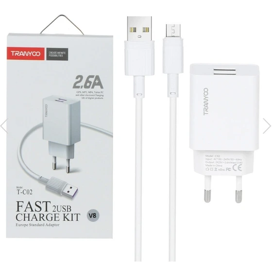 خرید و قیمت کلگی شارژر TRANYOO با کابل micro مدل T-C02 | ترب