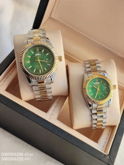 خرید و قیمت ست ساعت مردانه و زنانه رولکس طرح day date شیشه ذره بینی قفل ...