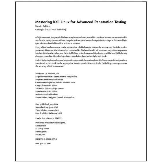 خرید و قیمت کتاب Mastering Kali Linux For Advanced Penetration Testing اثر Vijay Kumar Velu 
