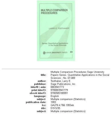 خرید و قیمت دانلود کتاب Multiple comparison procedures ویرایش 1 | ترب