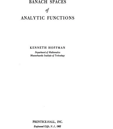خرید و قیمت دانلود کتاب Banach spaces of analytic functions 1962 | ترب