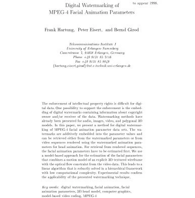 خرید و قیمت دانلود کتاب Digital Watermarking of MPEG-4 Facial Animation Parameters | ترب