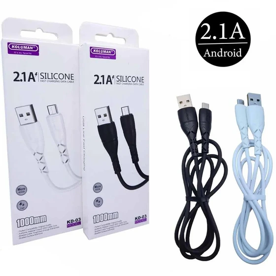 خرید و قیمت کابل شارژ سیلیکونی میکرو koluman مدل kd-03 کیفیت عالی ( صد دصد فست شارژ ) | ترب