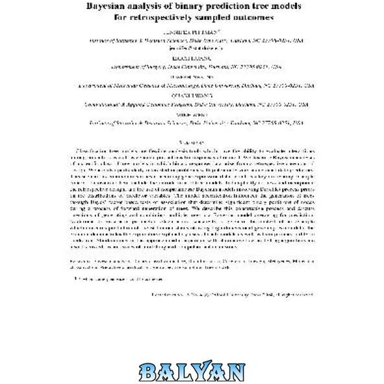 خرید و قیمت دانلود کتاب Bayesian Analysis Of Binary Prediction Tree Models For Retrospectively