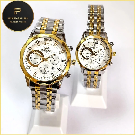 خرید و قیمت ست ساعت مردانه و زنانه Elegance vip طرح سه موتوره تقویم دار ...