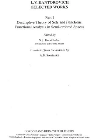 خرید و قیمت دانلود کتاب L.V. Kantorovich selected works 1. Descriptive theory of sets and ...