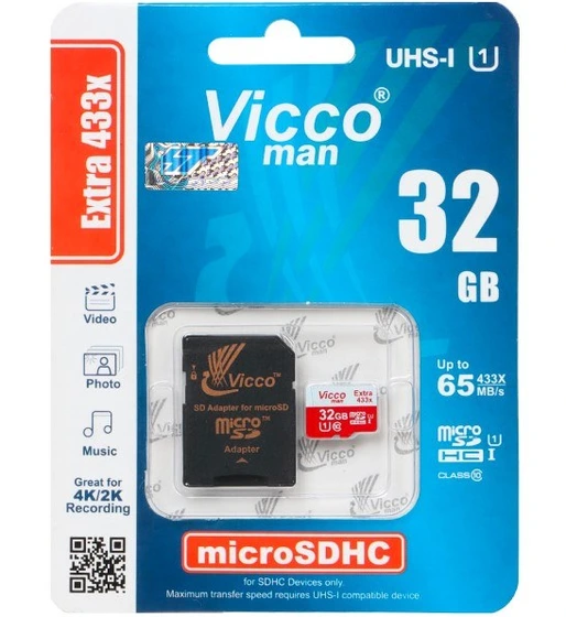 خرید و قیمت Vicco man Extra 433X microSDHC UHS-I U1 Class10-65MB/s – 32GB | ترب
