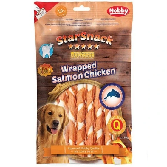 خرید و قیمت تشویقی سگ نوبی wrapped salmon chicken وزن 70 گرم | ترب