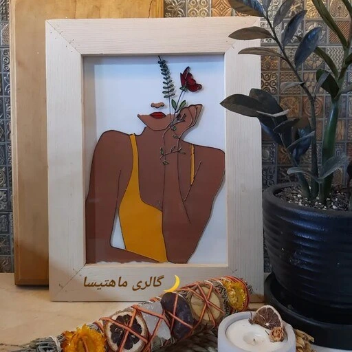خرید و قیمت تابلو ویترای روی شیشه طرح مینیمال 3 با قاب چوبی ترب