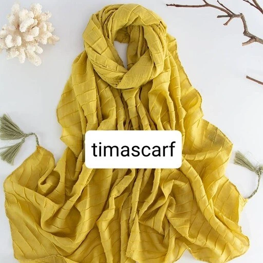 خرید و قیمت شال زیتونی روشن شال سبز زرد جنس نخی پلیسه باکیفیت | ترب