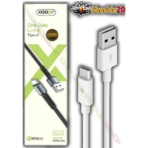 خرید و قیمت قیمت عمده کابل شارژ TYPE-C طول 1 متری XOOXI مدل A34 سفید رنگ | ترب