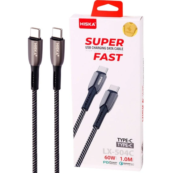 خرید و قیمت کابل تبدیل فست شارژ Hiska LX-504 Type-C to Type-C PD QC3.0 60W 1m | ترب