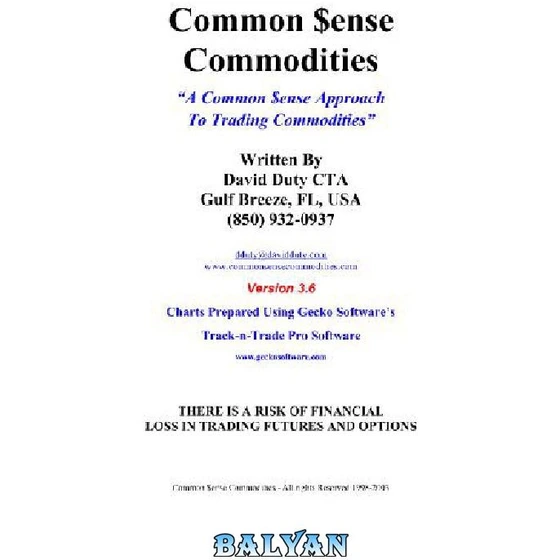خرید و قیمت دانلود کتاب Common Sense Commodities A Common Sense Approach To Trading Commodities