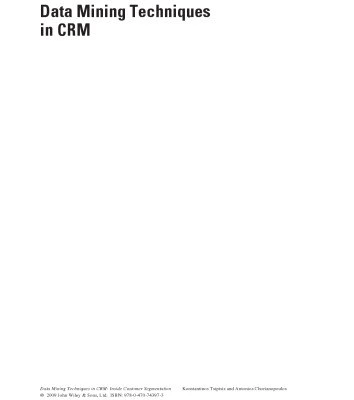 خرید و قیمت دانلود کتاب Data Mining Techniques in CRM: Inside Customer Segmentation 2009 | ترب