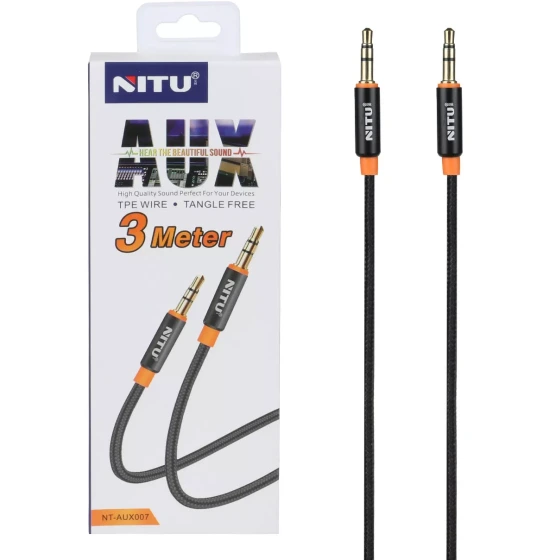 خرید و قیمت کابل صدا 3 متری NITU AUX مدل 007 - مشکی | ترب