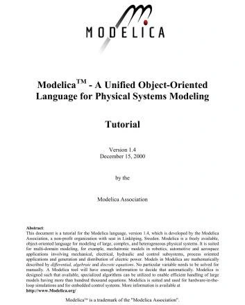 خرید و قیمت دانلود کتاب Modelica. A Unified Object-Oriented Language for Physical Systems ...