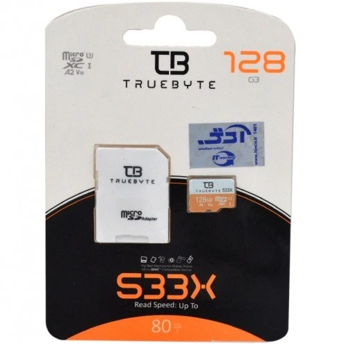 خرید و قیمت رم موبایل تروبایت (TRUE BYTE) مدل 128GB Micro SD 533X A1-V30 80MB/S خشاب دار | ترب