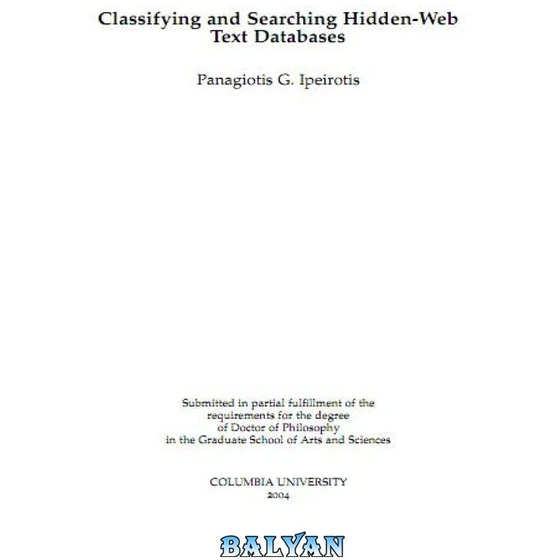 خرید و قیمت دانلود کتاب Classifying And Searching Hidden Web Text Databases ترب