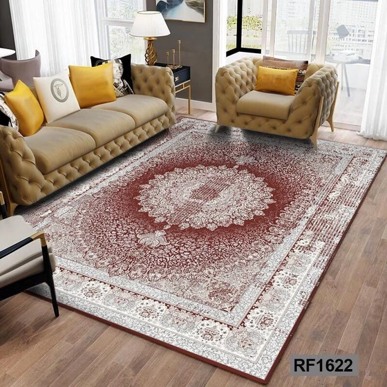 خرید و قیمت روفرشی مخمل کشدوز کد 1622 RF در پنج سایز استاندارد - تیپاکس یا پیک / 3متری | ترب