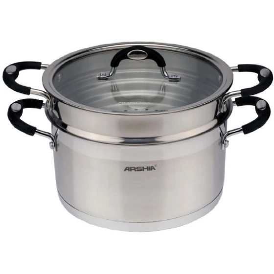 خرید و قیمت قابلمه بخارپز 24 سانتی مدل Arshia SS064-2719 سیلور | ترب