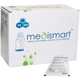 خرید و قیمت دستکش جراحی لاتکس مدی اسمارت medismart استریل کم پودر 50 ...