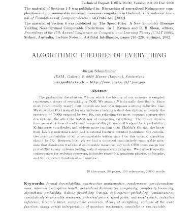 خرید و قیمت دانلود کتاب Algorithmic Theories of Everything 2000 | ترب