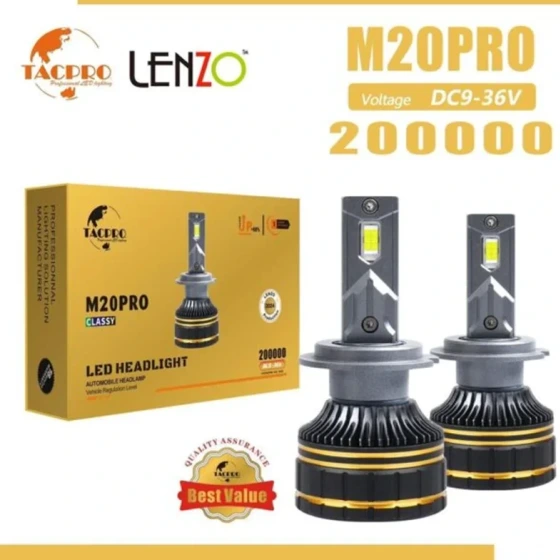 خرید و قیمت هدلایت خودرو لنزو مدل M20 Pro پایه H7 با شدت نور ۱۵۰۰۰ لومن | ترب