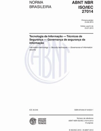 خرید و قیمت دانلود کتاب [ABNT NBR ISO/IEC 27014:2013] Tecnologia da ...