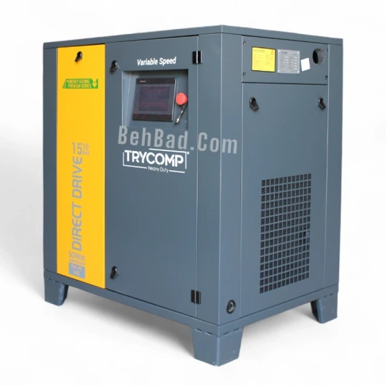 خرید و قیمت کمپرسور باد اسکرو 15 کیلووات 2 متر مکعب Trycomp کوپل مستقیم اینورتر دار مدل TRY15PE ...