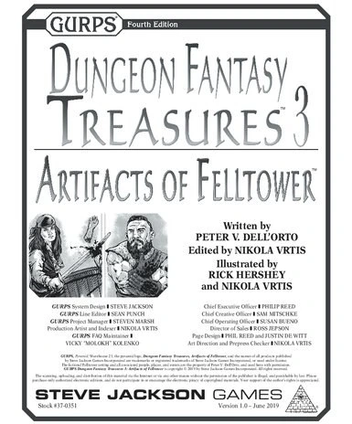 خرید و قیمت دانلود کتاب GURPS 4th edition. Dungeon Fantasy Treasures 3: Artifacts of Felltower ...