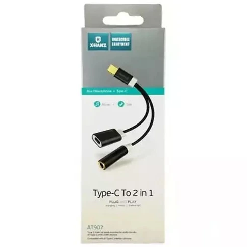خرید و قیمت تبدیل تایپ سی به رابط هندزفری و شارژر تایپ سی x-hanz مدل At-902 کیفیت عالی - مناسب ...