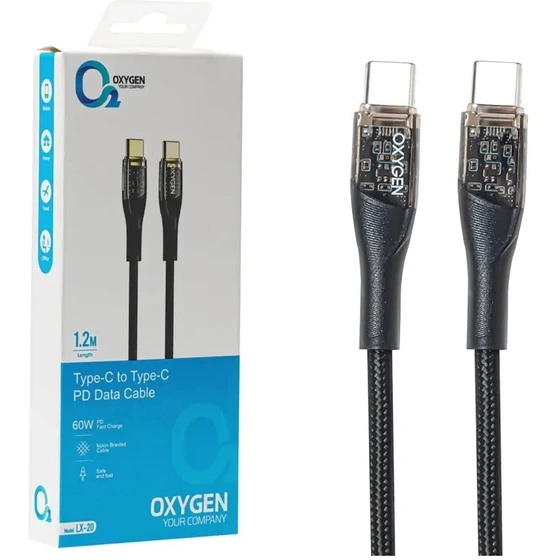 خرید و قیمت کابل شارژ دوسر Type-C اکسیژن مدل OXYGEN LX-20 60W | ترب