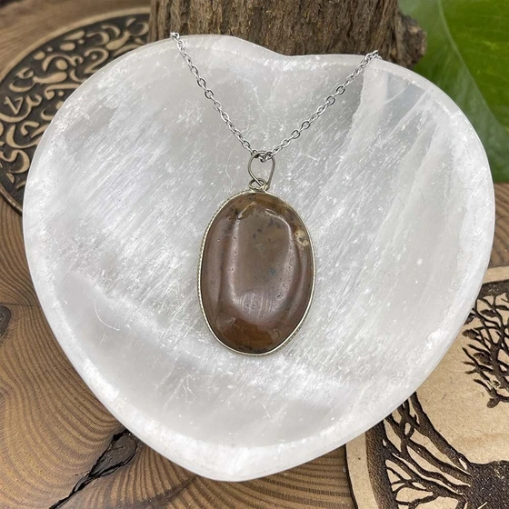 خرید و قیمت گردنبند سنگ جاسپر فریم ورشو بدون زنجیر | ترب