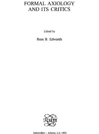 خرید و قیمت دانلود کتاب Formal axiology and its critics 1995 | ترب